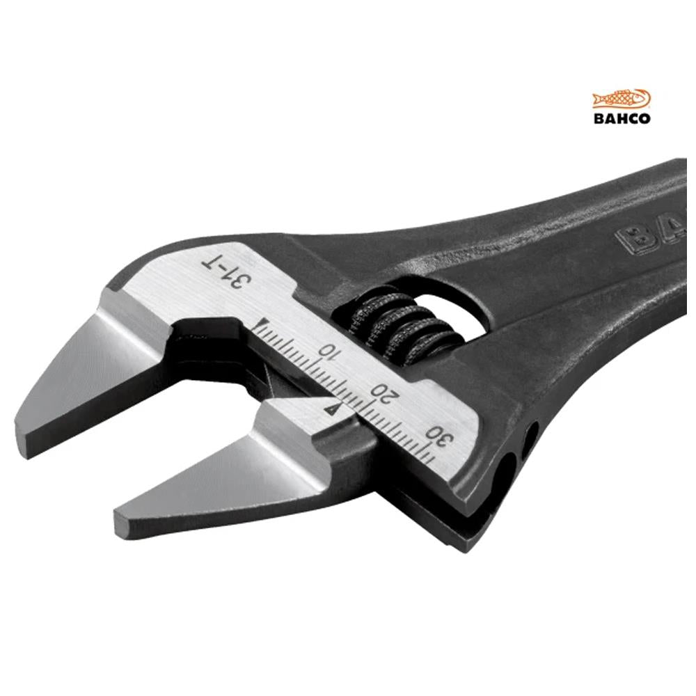 Bahco 8'' (200mm) Thin Jaw Adjustable Spanner with Serrated Pipe Jaws ...