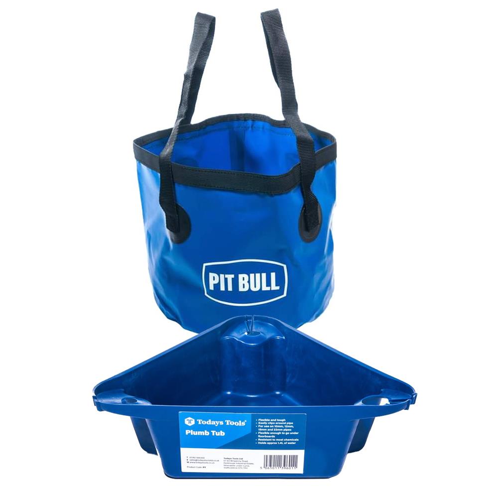 Pit Bull Folding Flexi Bucket 11 litres & Plumb Tub | Plumberstools