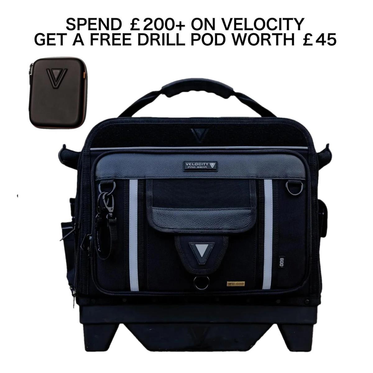 Velocity Rogue 600 Wheeler Trackable Tool Bag Shadow Black — Plumberstools