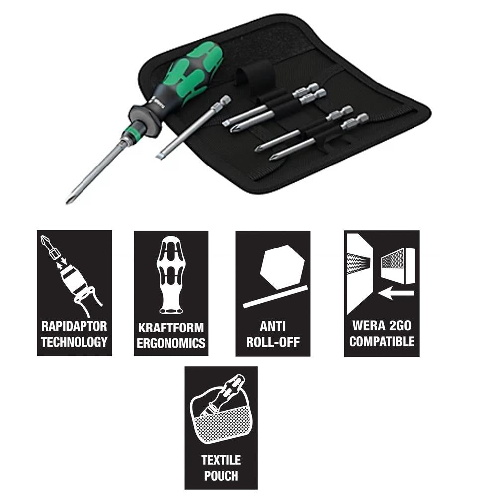 Wera Interchangeable Screwdriver 7 Piece Set KK40 | Plumberstools